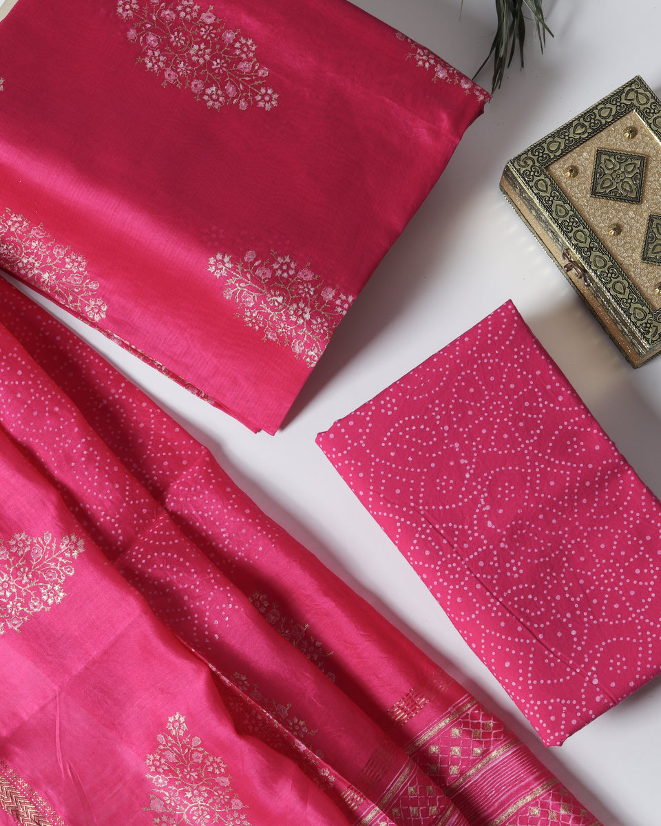 Shop Hand Block Print Chanderi Silk Saree - The Block Print